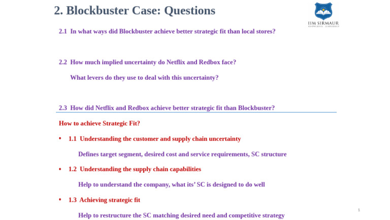 Blockbuster Case Questions | PDF