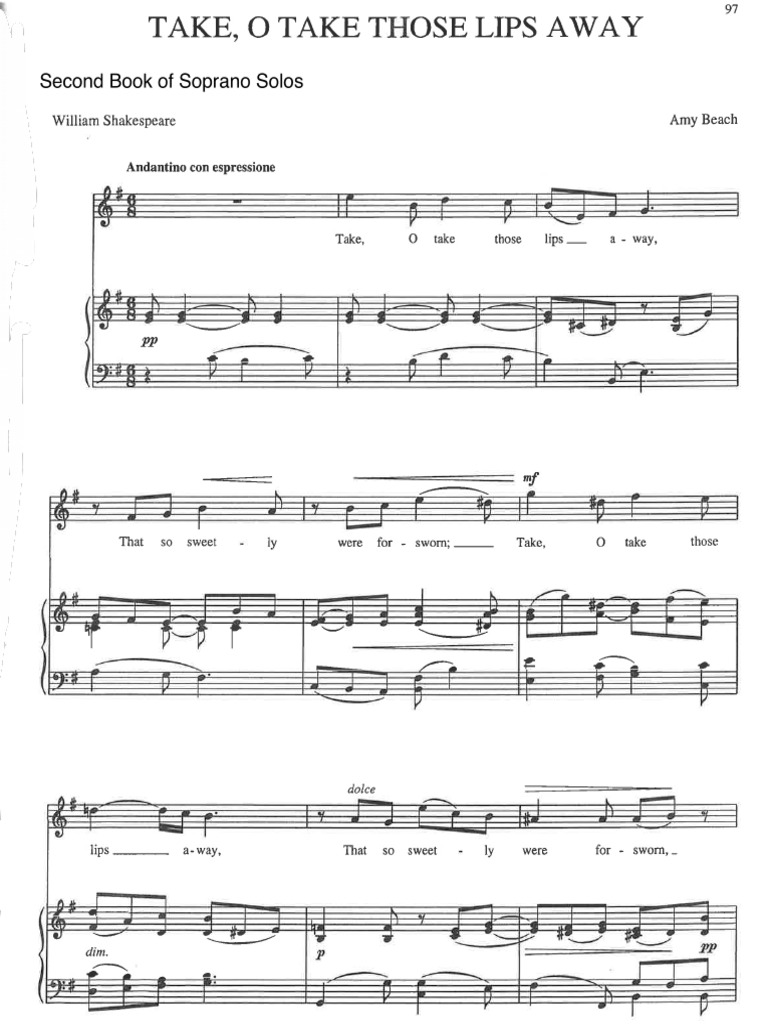 C - Take, O Take Those Lips Away | PDF
