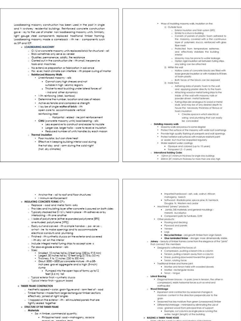 b Tech 5 Reviewer | PDF | Framing (Construction) | Masonry