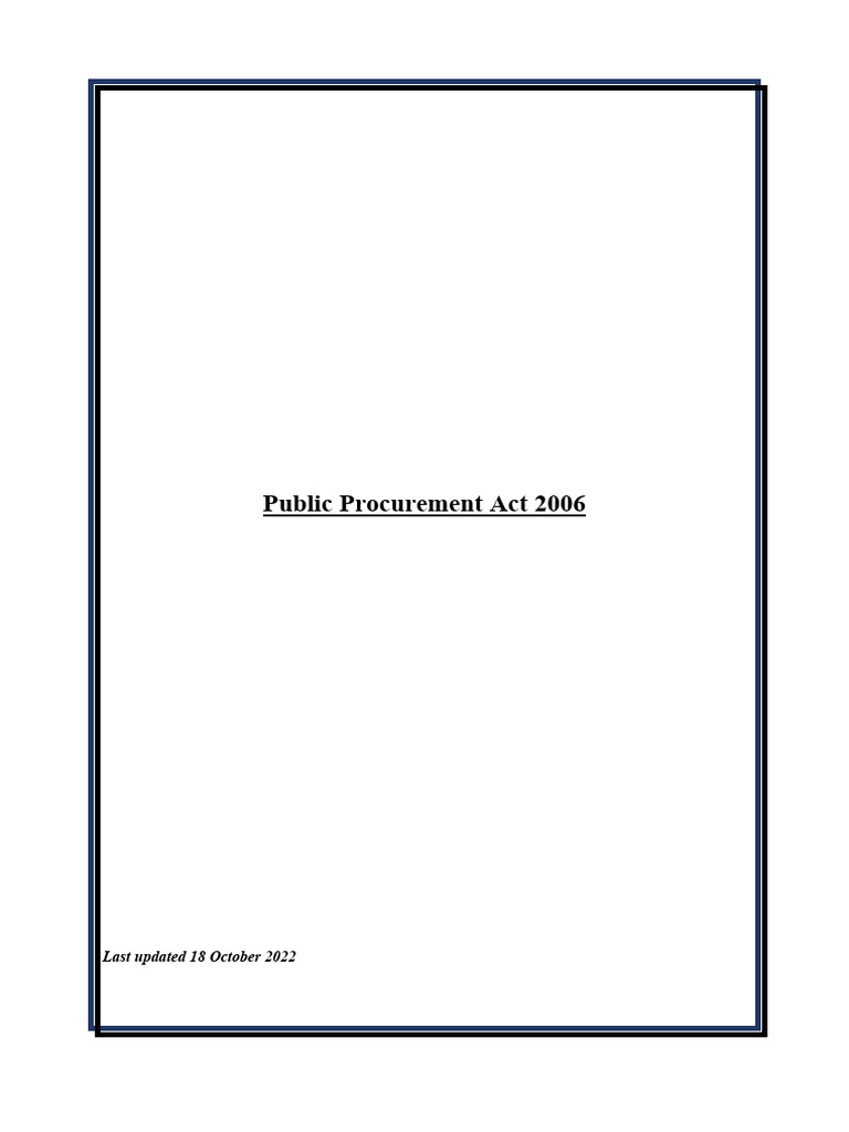 Public Procurement Act 2006 Overview | PDF | Procurement | Justice