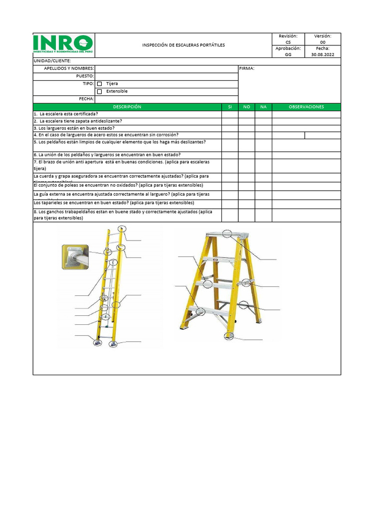 Inspeccion de Escaleras Portatiles | PDF