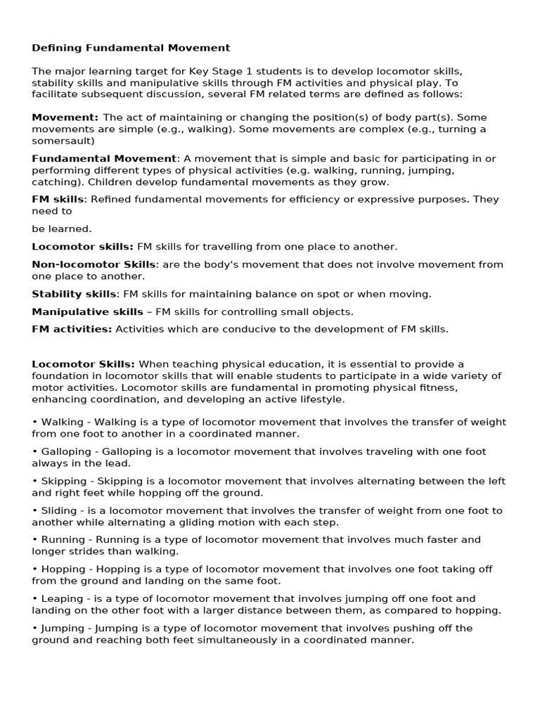 Fundamental-Movement-Skills | PDF | Animal Locomotion | Running