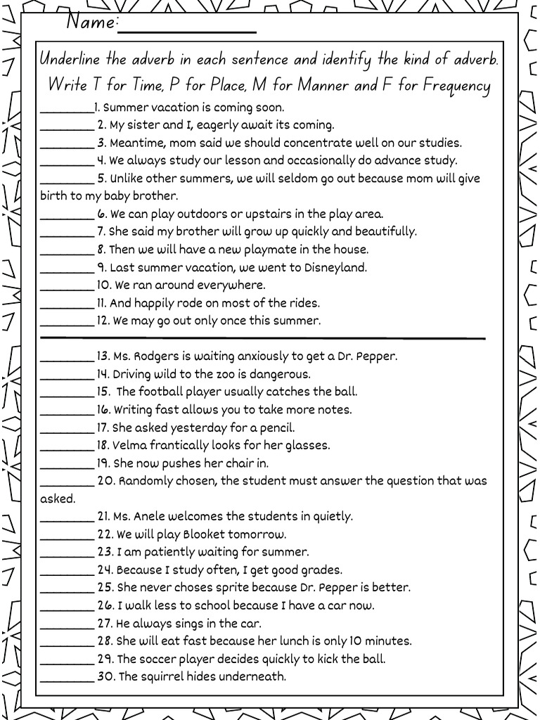Identify and Classify Adverbs in Sentences | PDF