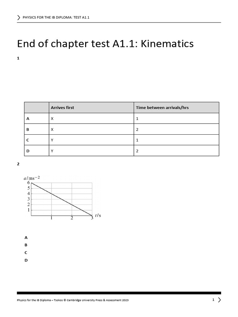 Quiz A1.1 Kinematics | PDF | Speed | Acceleration Quiz A1.1 Kinematics | PDF | Speed | Acceleration