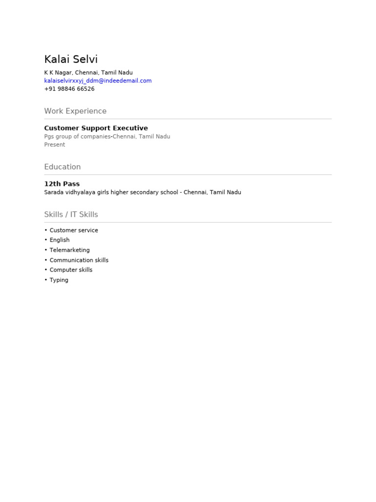 Resume Kala i Selvi | PDF