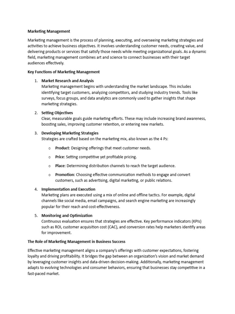 Marketing Management | PDF | Marketing | Marketing Strategy