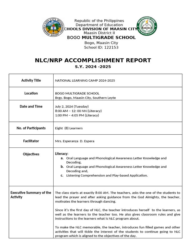 NLC DAY 1 | PDF | Teachers | Literacy