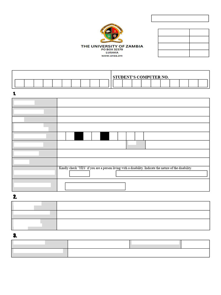 UNZA 2026 Undergraduate Application Form | PDF | University And College ...