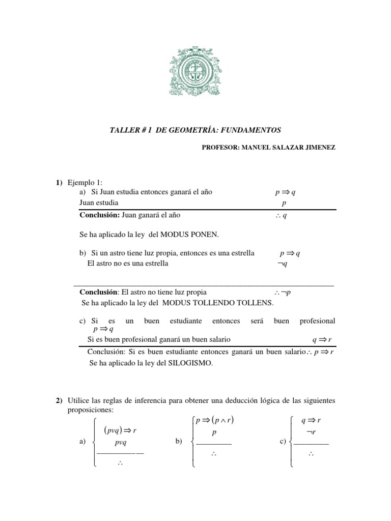 Taller 1 Geometria Euclidiana Pdf Triángulo Geometria Clasica
