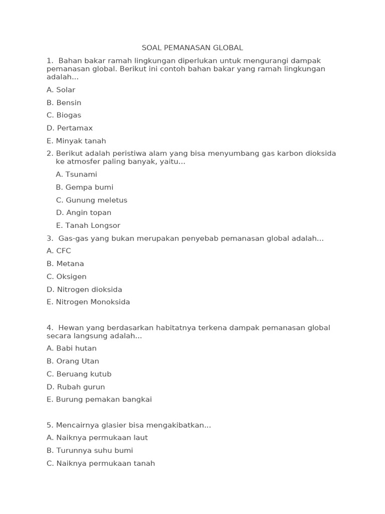 Soal Pemanasan Global | PDF