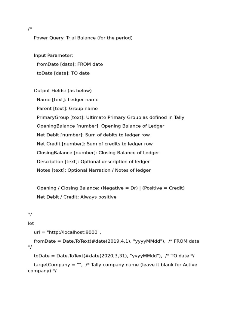 Trial Balance Power Query Script | PDF | Debits And Credits | Computer Programming