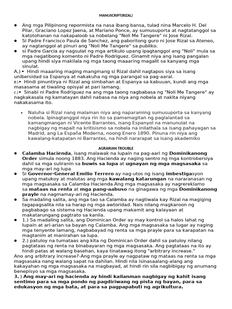 MANUSCRIPT Rizal | PDF