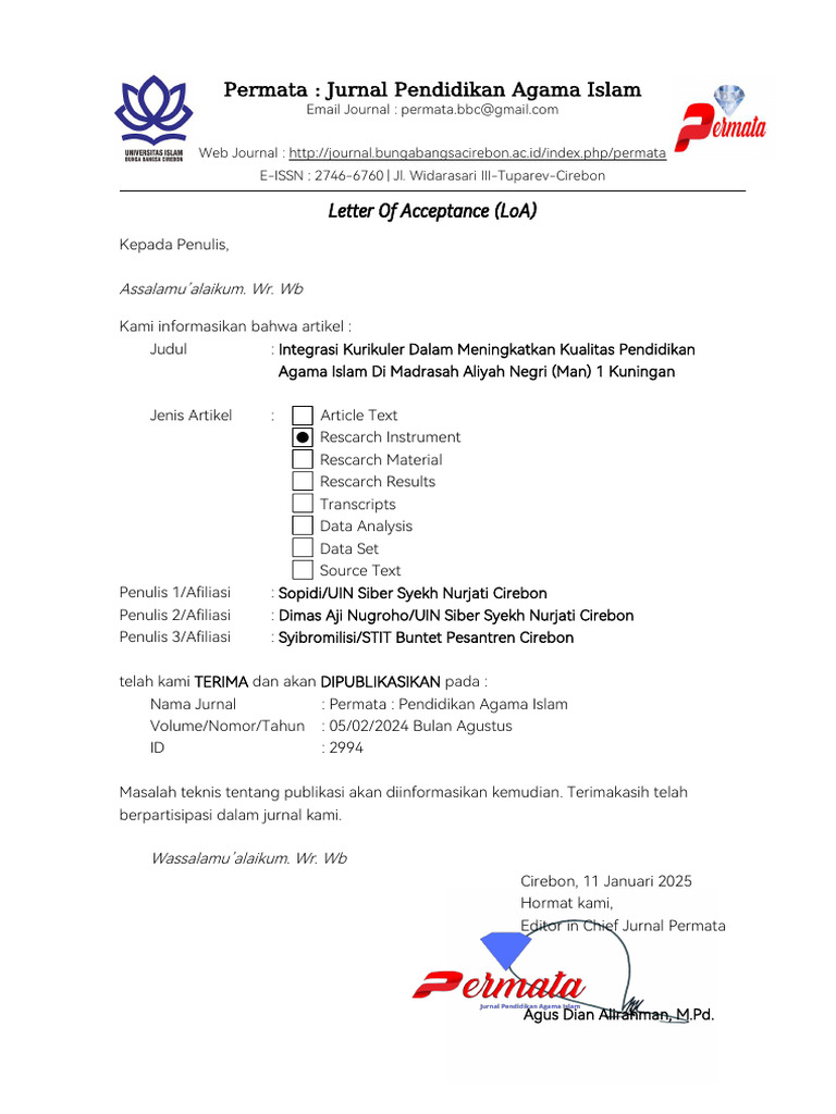 LOA Jurnal Dr. Sopidi, MA | PDF