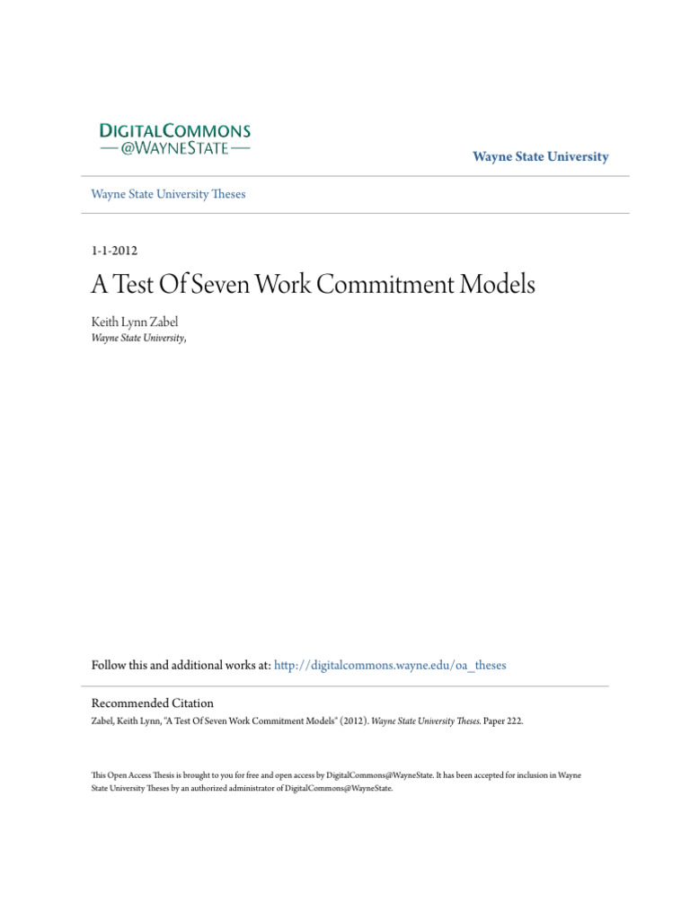A Test of Seven Work Commitment Models | PDF | Job Satisfaction ...
