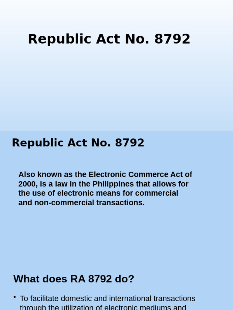 Electronic Commerce Act Overview | PDF