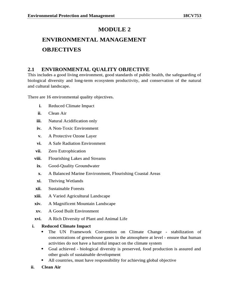 Environmental Quality Objectives Overview | PDF | Recycling | Waste