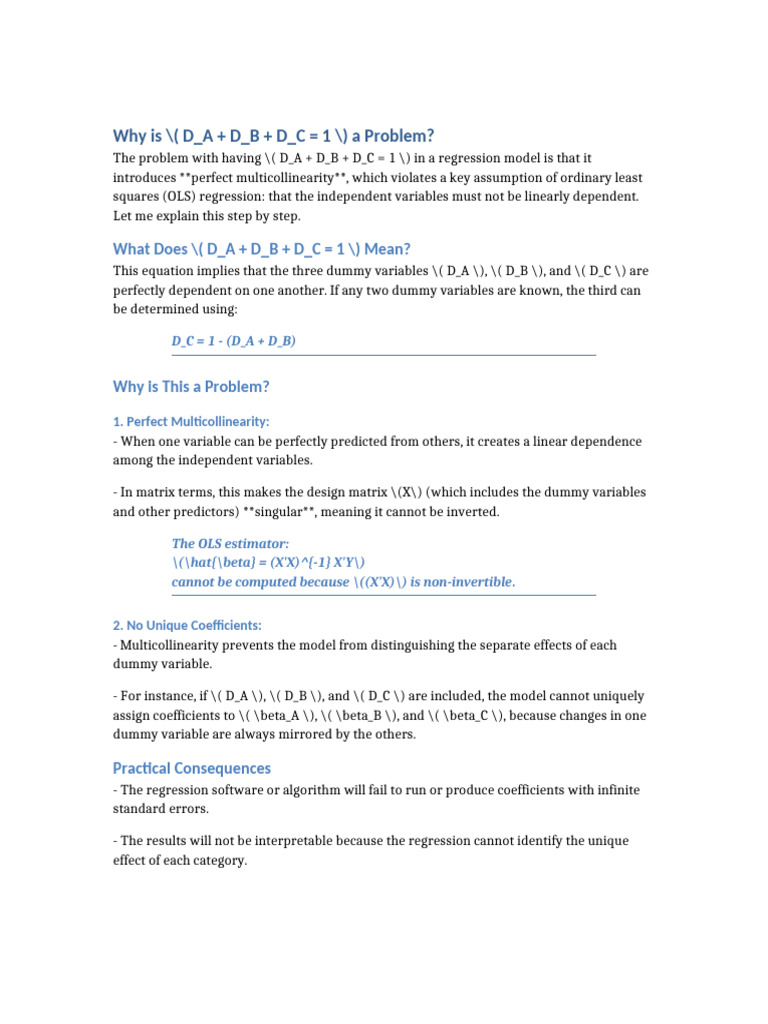 Dummy_Variable_Explanation | PDF | Multicollinearity | Linear Regression