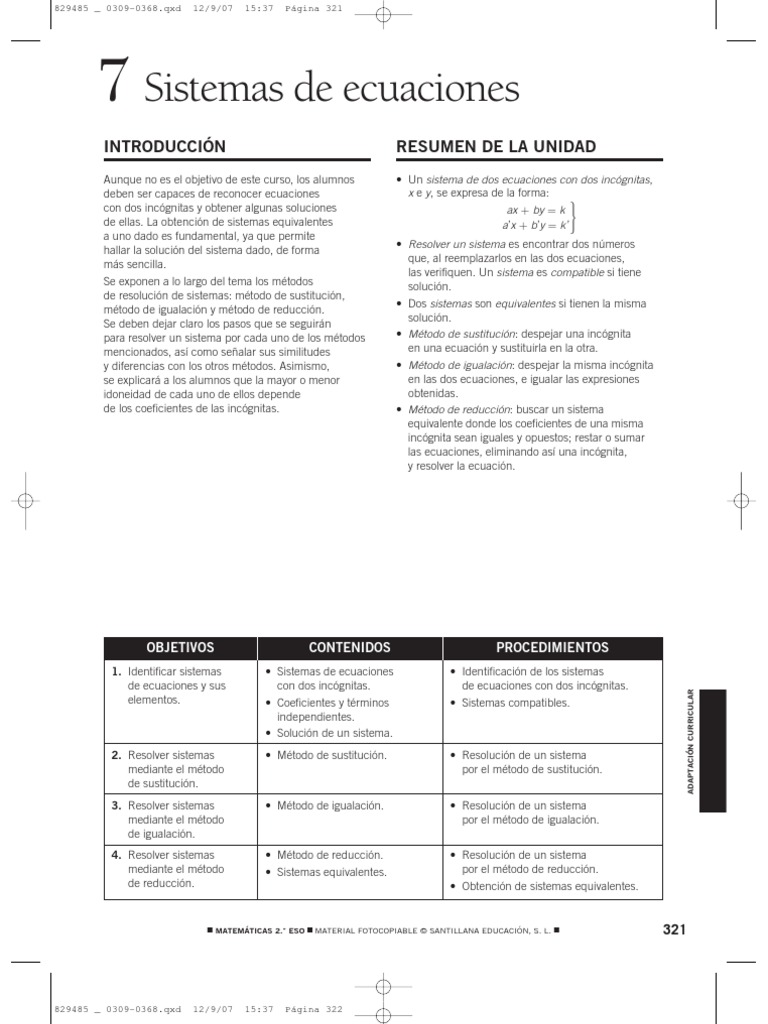 7 Sistemas de Ecuaciones | PDF | Sistema de ecuaciones lineales ...