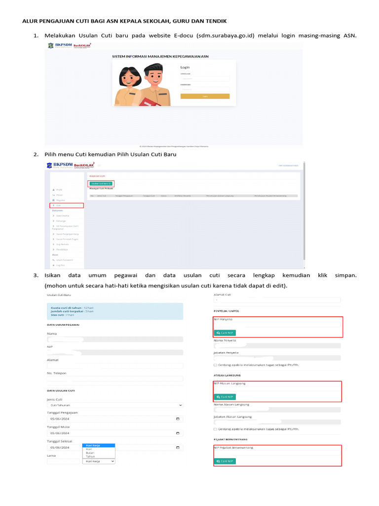 Prosedur Pengajuan Cuti ASN Sekolah | PDF