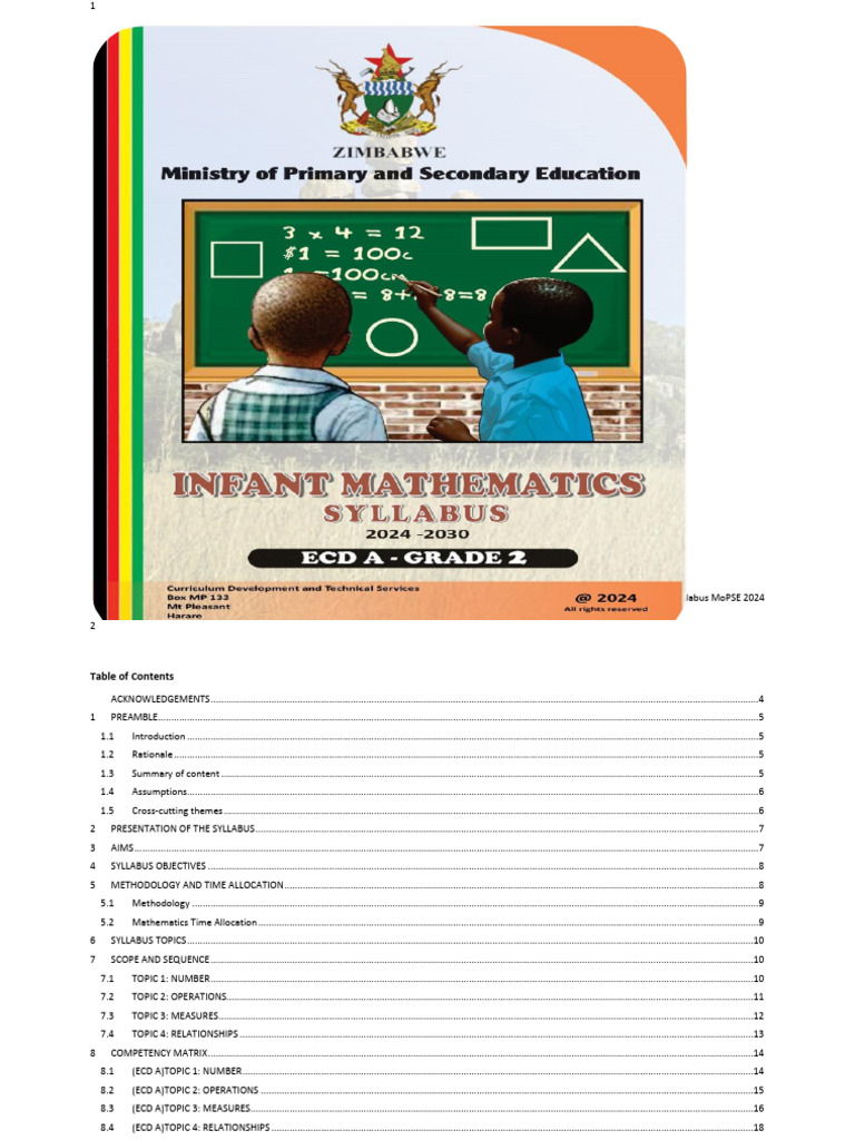 Infant Mathematics Syllabus 2024 | PDF | Shape | Learning