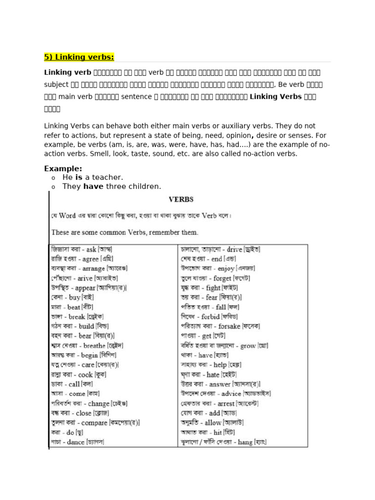 5. Linking verbs | PDF
