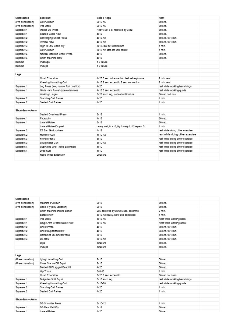 6 Week Program - Sheet1 | PDF | Weight Training | Musculoskeletal System