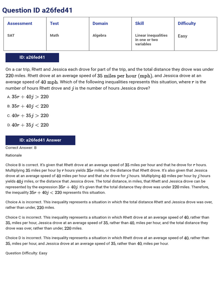 Linear Inequalities in One or Two Variables | PDF | Sat | Equations