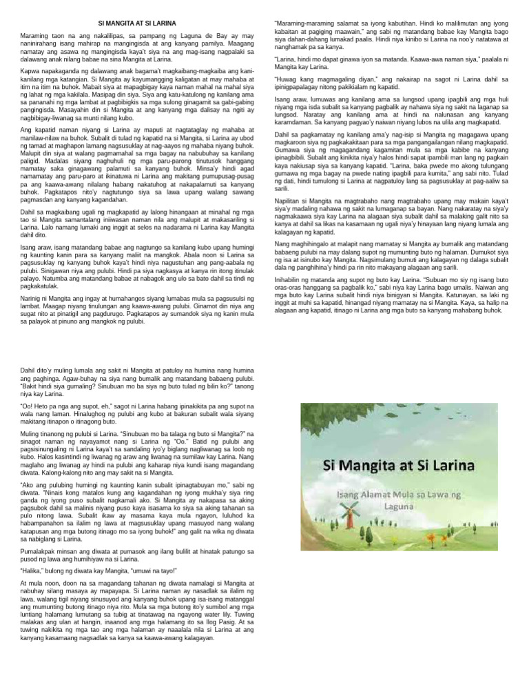 SI MANGITA AT SI LARINA | PDF