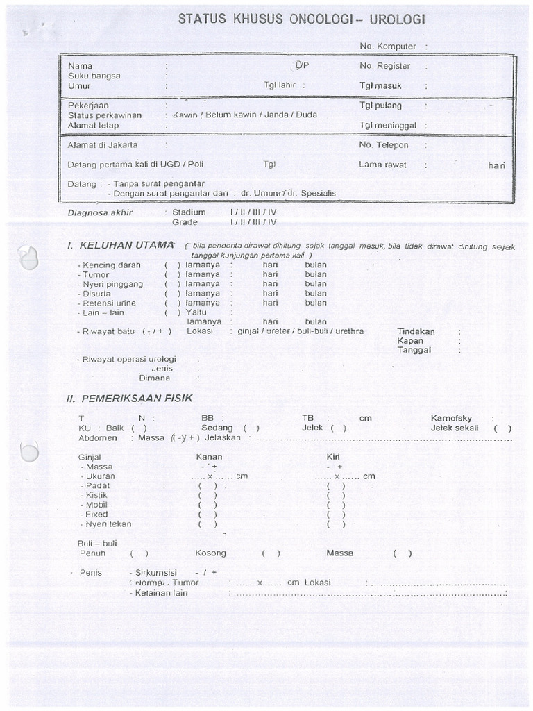 Status Khusus Oncologi - Urologi | PDF