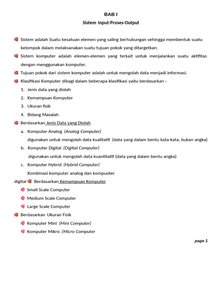 Sistem Komputer: Input-Proses-Output | PDF