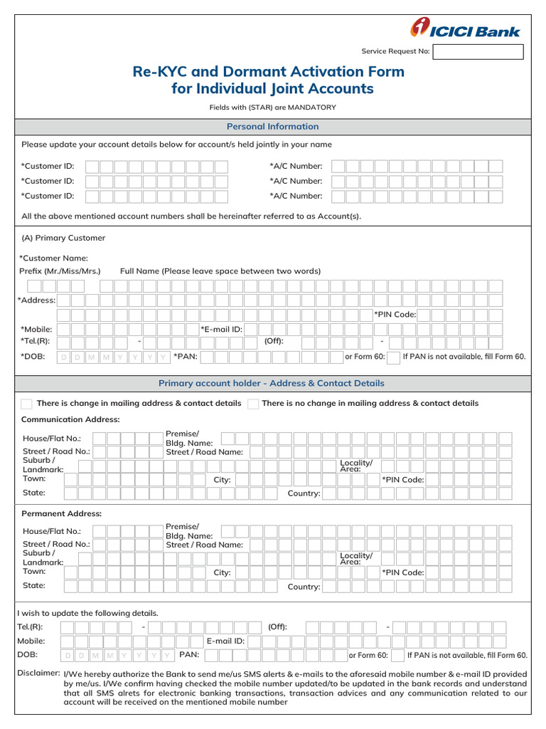 Re-KYC Form for Joint Accounts | PDF | Identity Document
