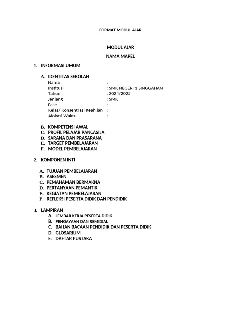 Format Modul Ajar | PDF