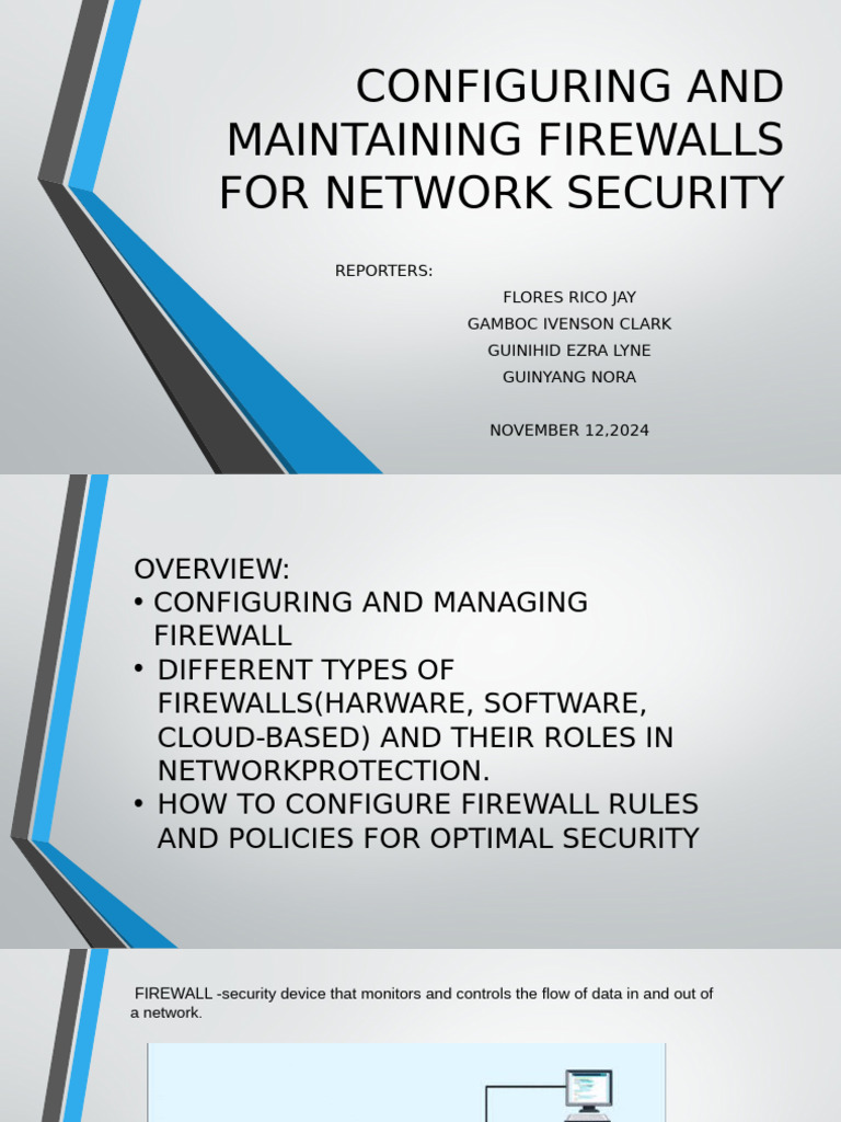 CONFIGURING AND MAINTAINING FIREWALLS FOR NETWORK SECURITY | PDF ...