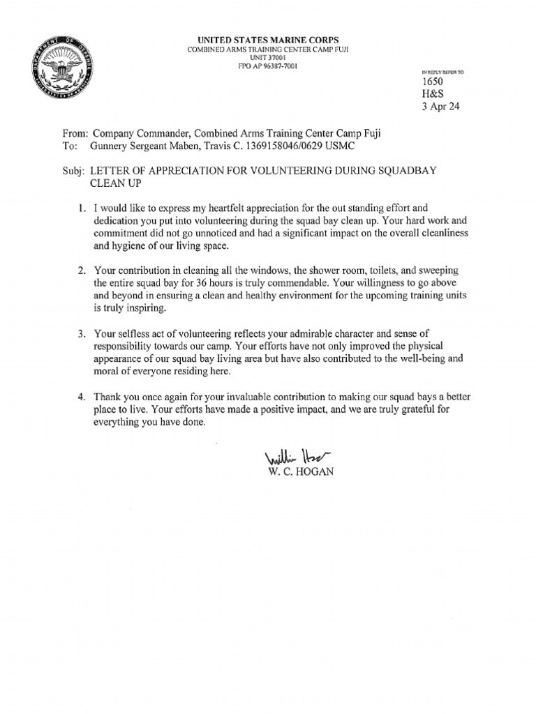 MCCS Letter of Appreciation | PDF