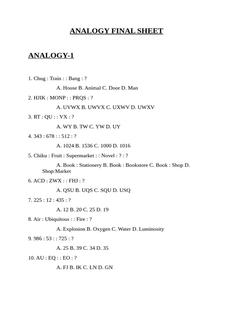 ANALOGY FINAL SHEET | PDF