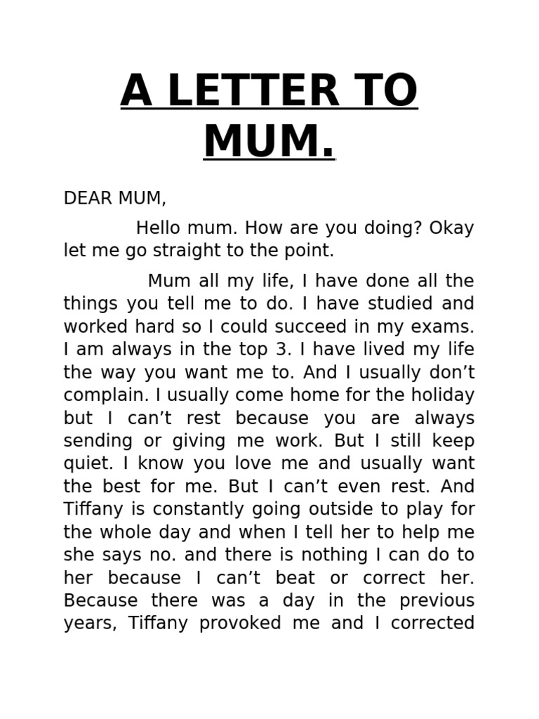 A Letter To Mum | PDF
