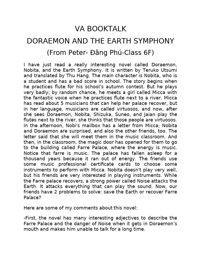 Nobita's Earth Symphony Review | PDF