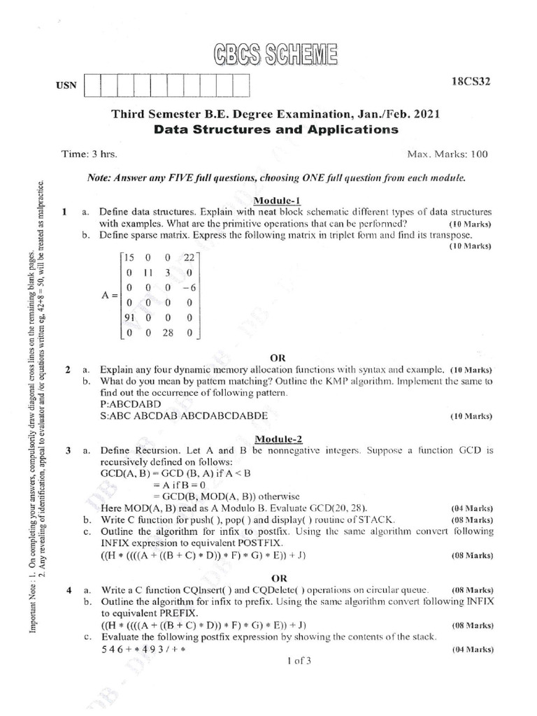 QP3 DSA Jan 2021 | PDF