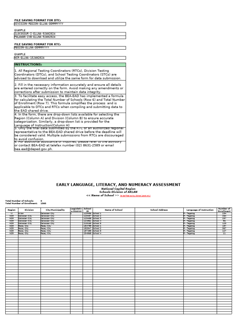 ELLNA_Template for Allocation - sample - Copy | PDF | Computing