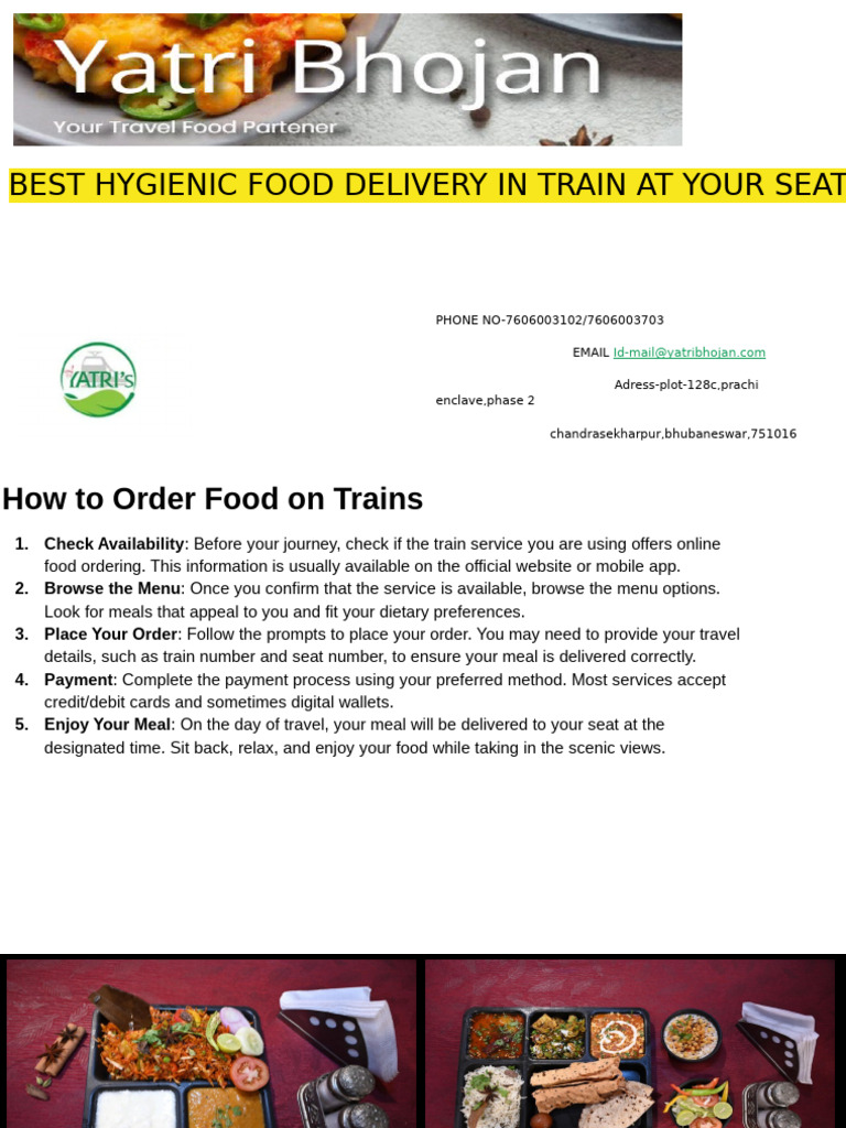 Train Food Delivery Guide | PDF