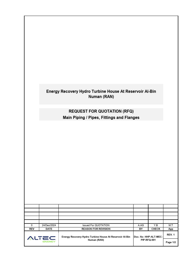 RFQ 002 - Abhaswcc.24 Hhp-Alt-mec-pip Rev.01 | PDF | Pipe (Fluid ...