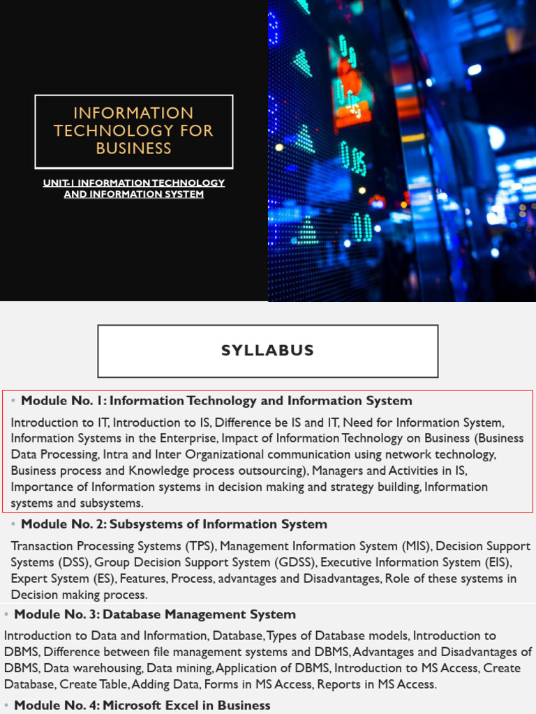 Information Technology For Business - Unit 1 | PDF | Outsourcing ...