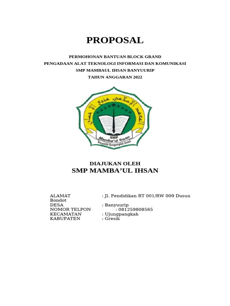 Proposal Bantuan TIK SMP Gresik | PDF