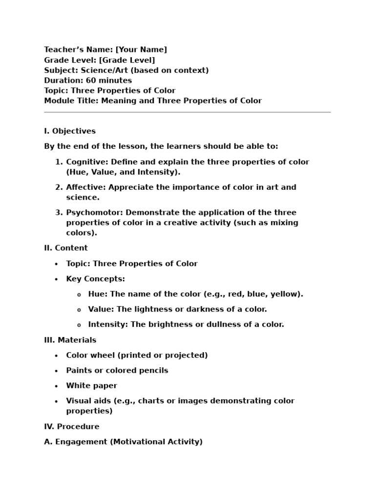 DLP - Colors and Three Properties of Colors | PDF | Color | Hue