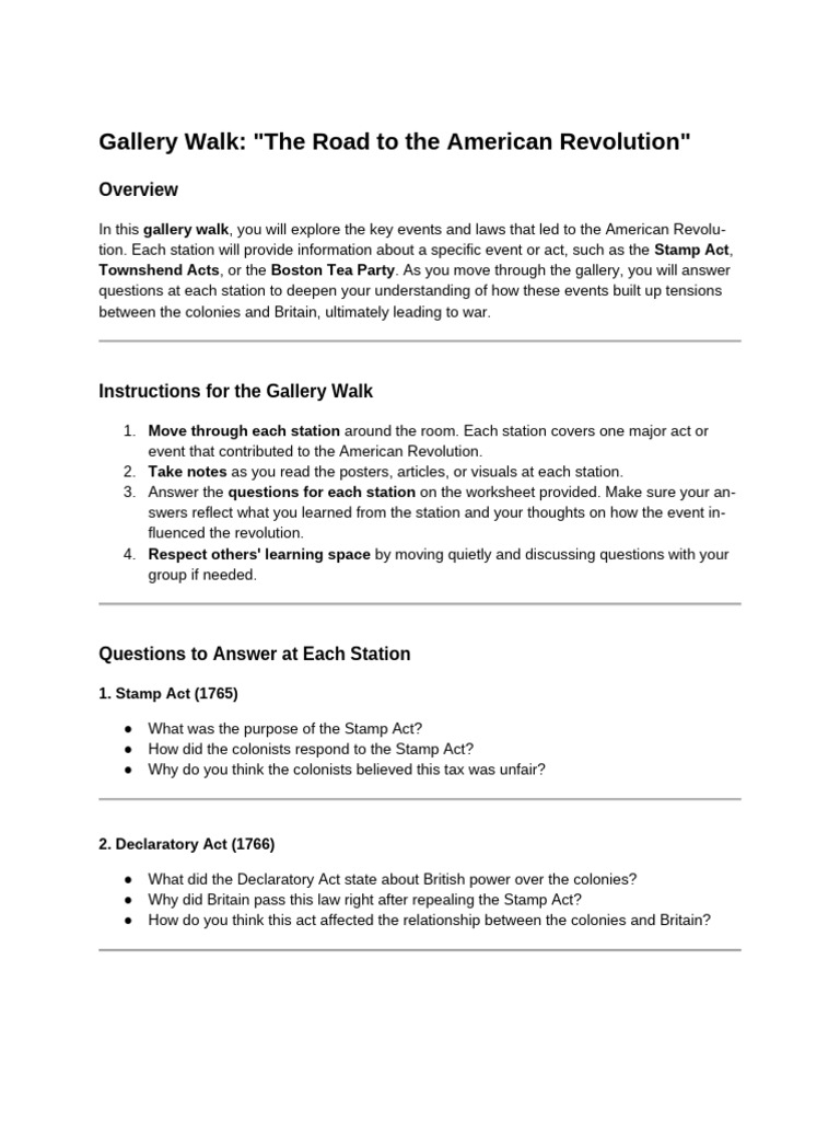Unit 2 Assignment 2 Gallery Walk Response Sheet | PDF | American ...