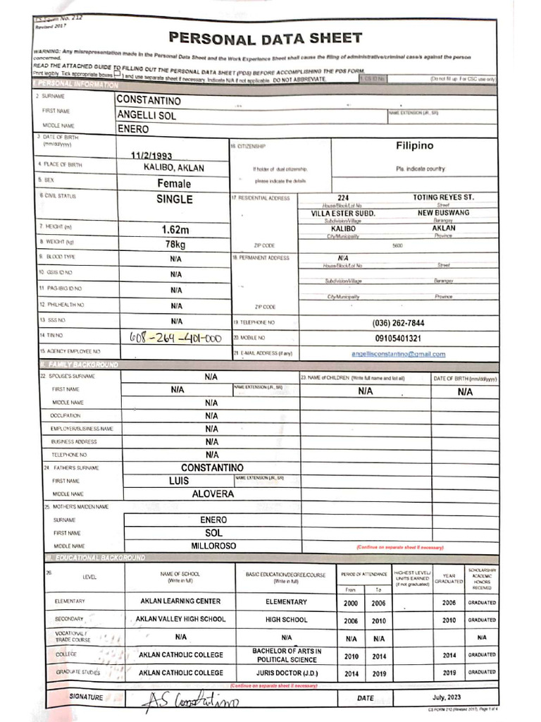 Constantino PDS 2023 | PDF