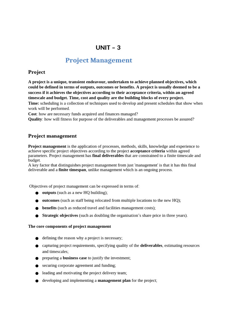 UNit 3 PROJECT MANAGEMENT & ENTREPRENEURSHIP 1 | PDF | Project Management | Forecasting