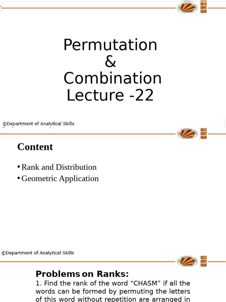 Pea-305 l22 Permutation and Combination | PDF | Line (Geometry) | Triangle