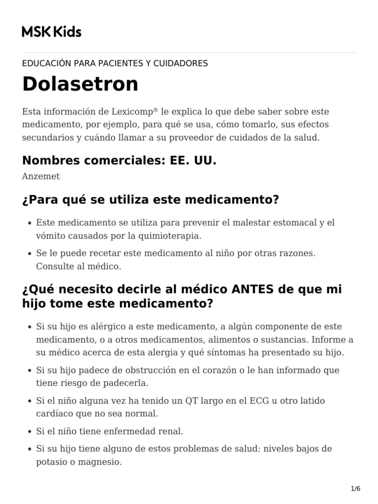 Dolasetron | PDF | Medicamentos con receta | Alergia