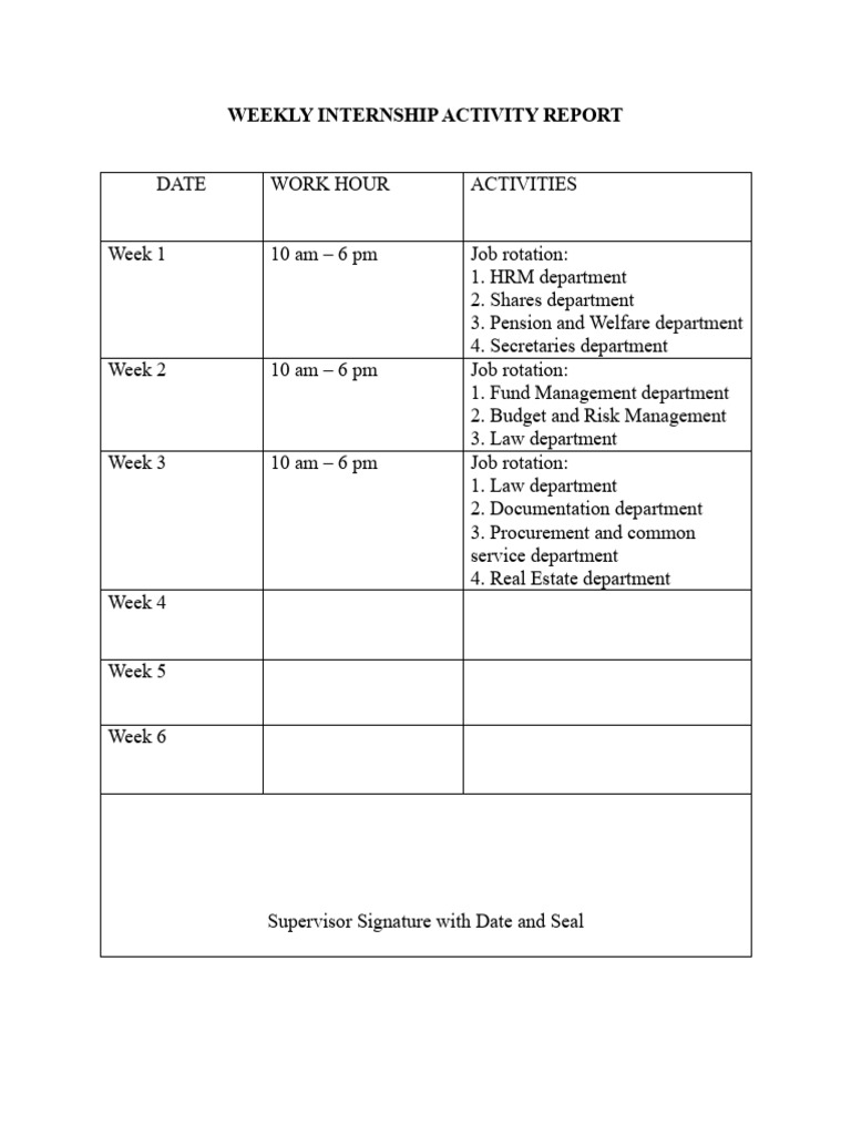 Weekly Internship Activity | PDF